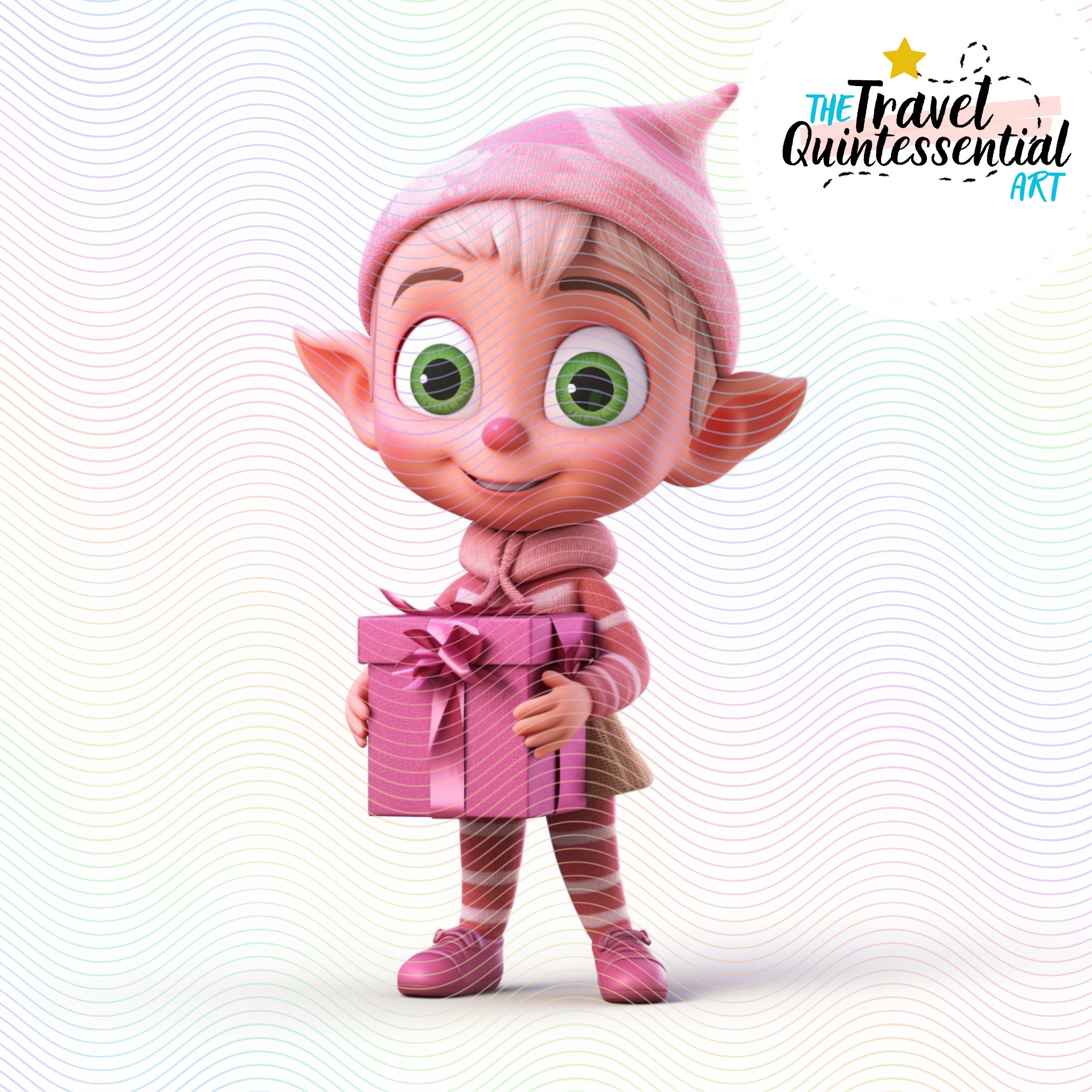 Cute Elf Characters in Pink Outfits - Digital Art SETELF001 - Etsy
