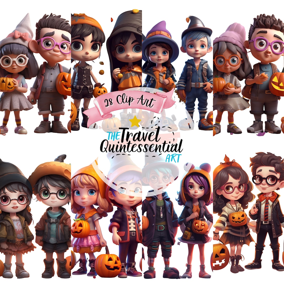 Cute Halloween Kids - Digital Art SETKID001 - Etsy