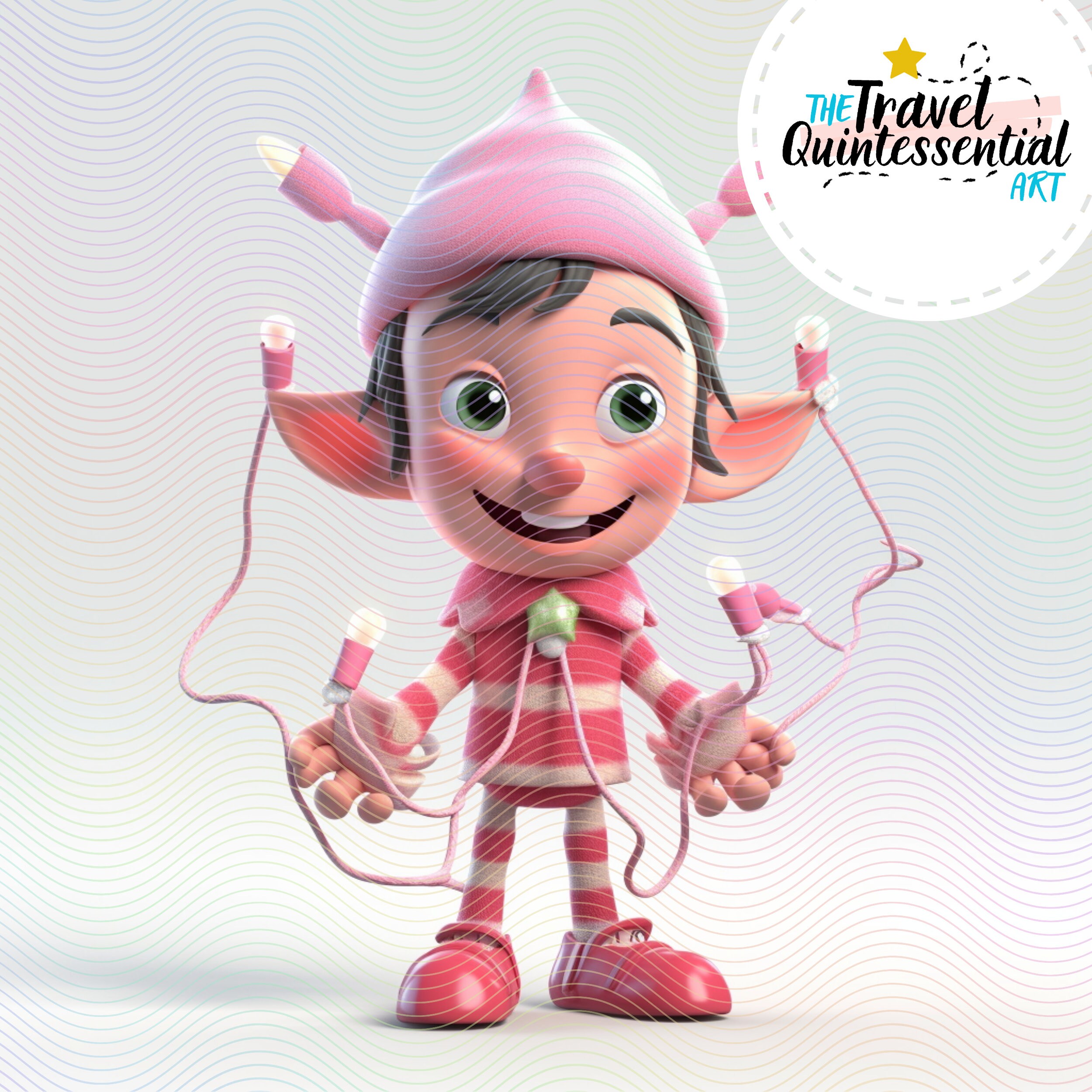 Cute Elf Characters in Pink Outfits - Digital Art SETELF001 - Etsy
