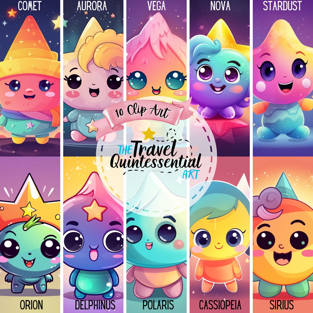 Stars Cartoon Digital Art SETST001 - Etsy