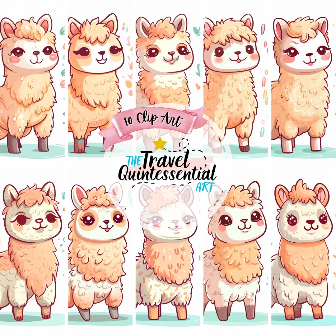 Cute Llama Digital Art SETLC001 - Etsy
