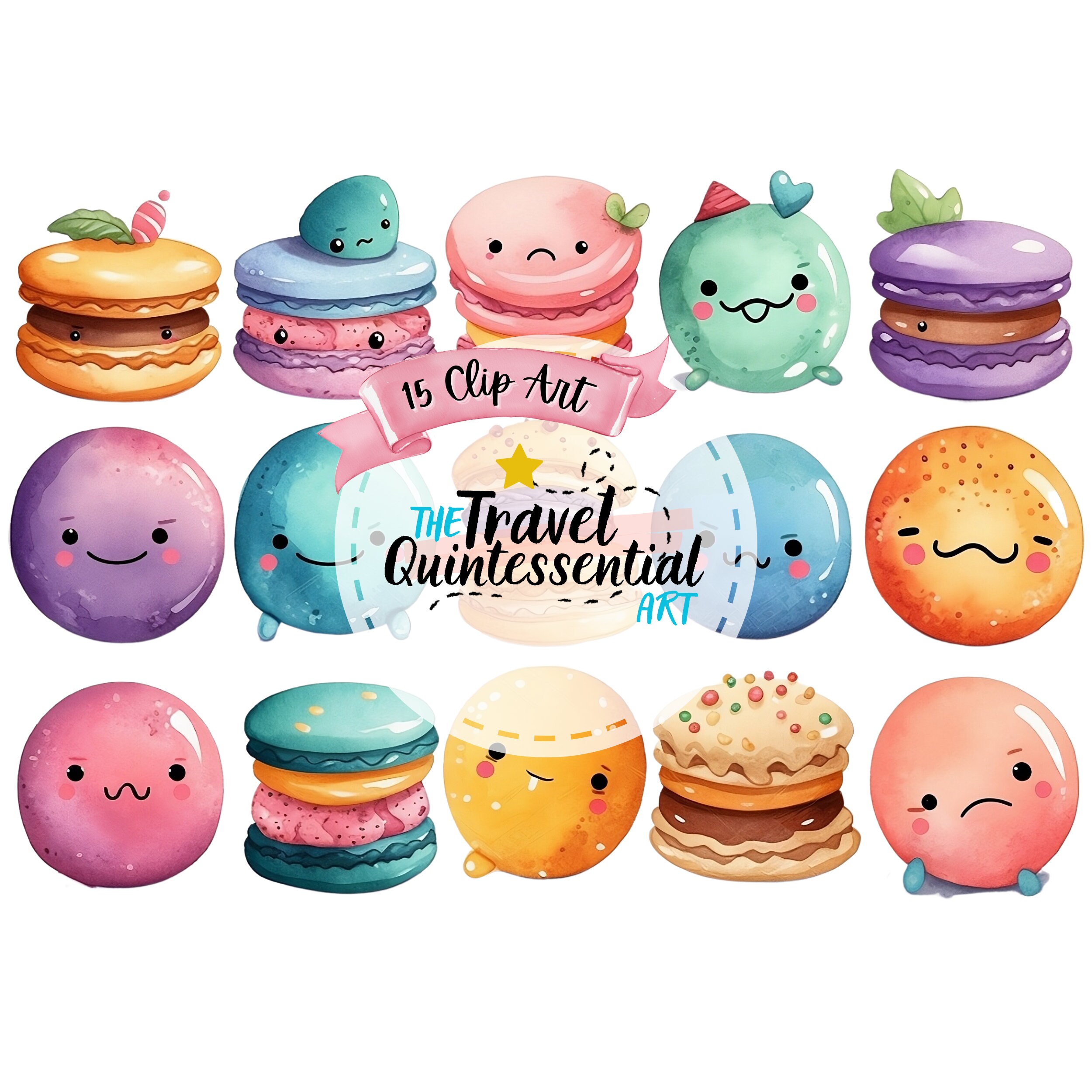 Cute Macarons Digital Art SETMA001 - Etsy