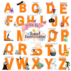 Cute Alphabets Halloween - Digital Art SETAHW001 - Etsy