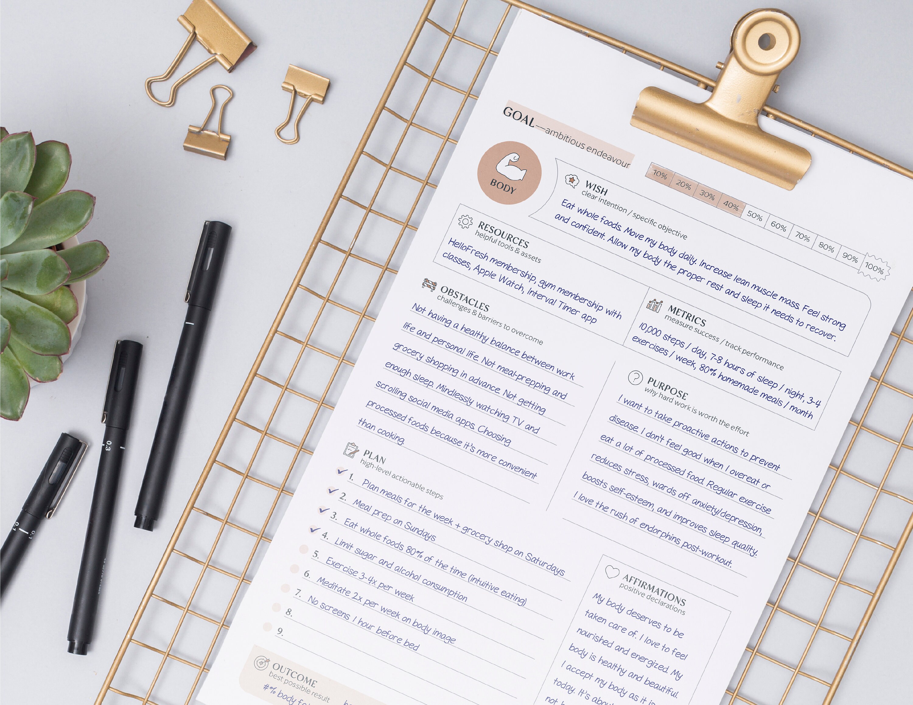 Goal Setting Template | Printable PDF | Fillable PDF | Goal Worksheet ...