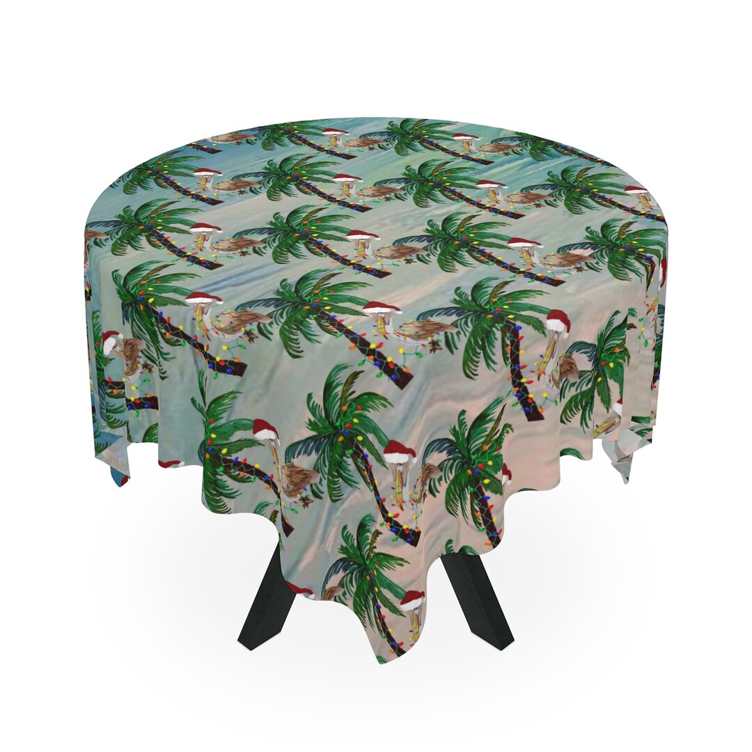 Christmas Santa Pelicans With Palm Trees and Holiday Lights Coastal ...