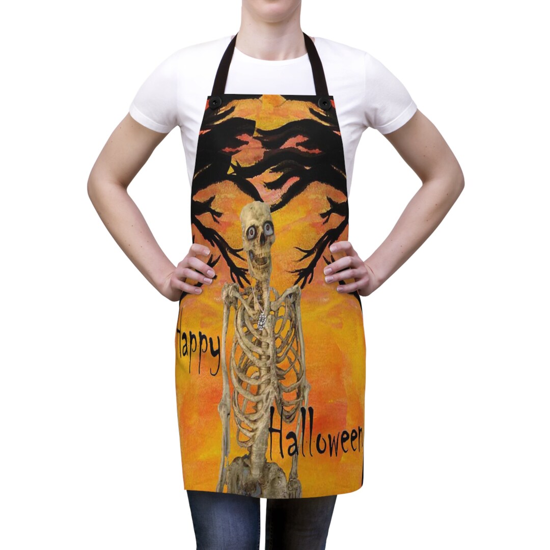 Halloween Spooky Skeleton and Trees Orange Sunset Festive Party Cooking ...