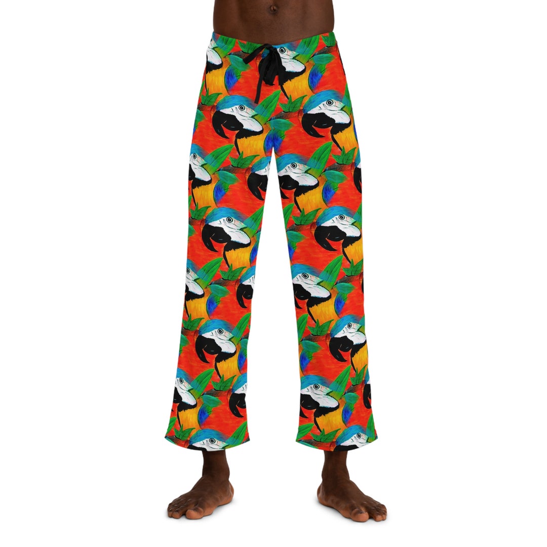 Parrot Heads All Over Print Tropical Beachwear Men's Pajama Pants With ...