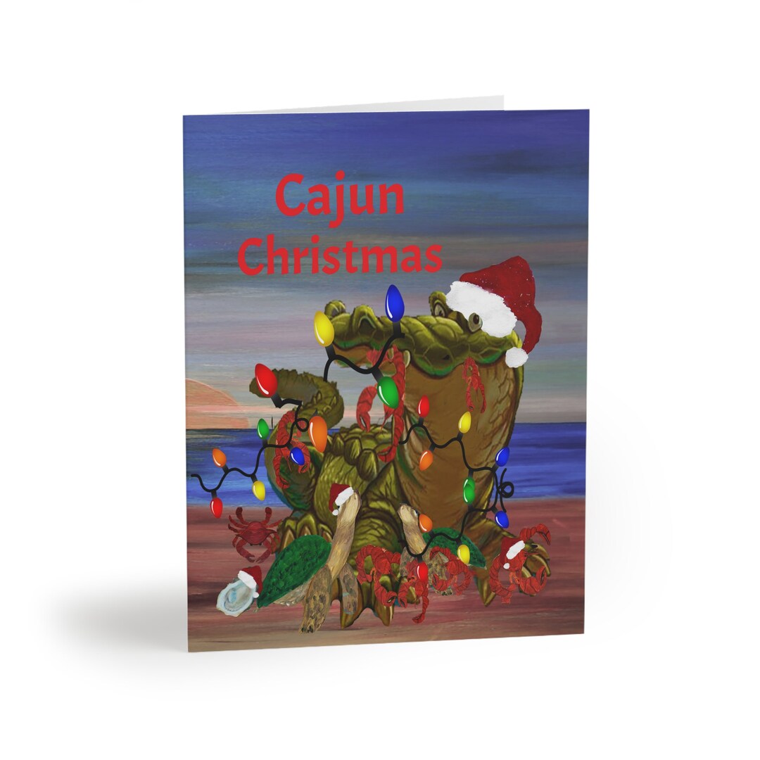 Cajun Christmas on the Sunset Bayou Santa Alligator Coastal Art ...
