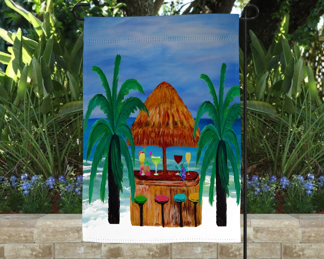 Tropical Tiki Beach Bar Home Yard Garden or House Flag With My - Etsy