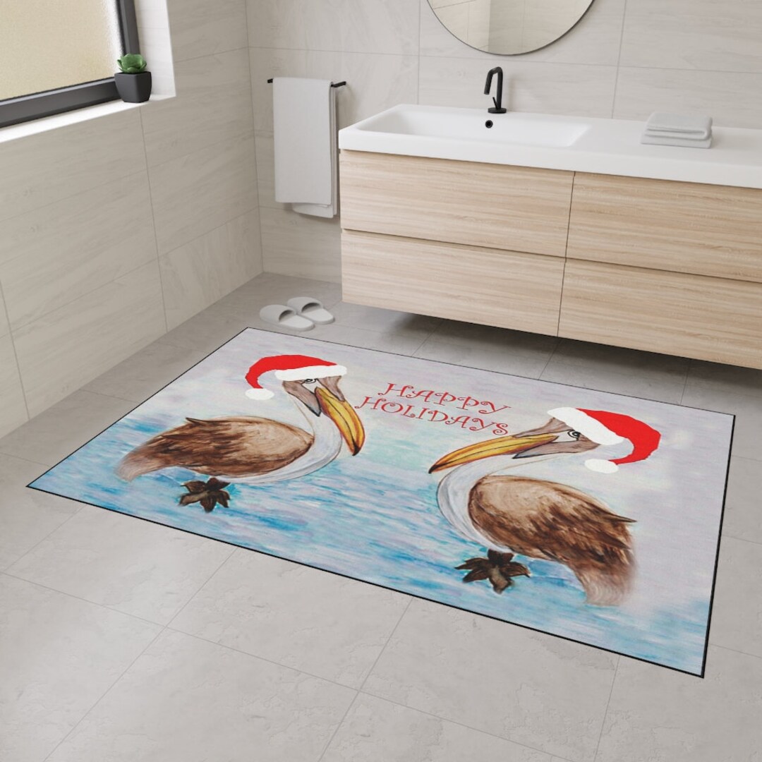 Santa Pelicans Coastal Holidays Area Rug Floor Mat for Indoor or ...