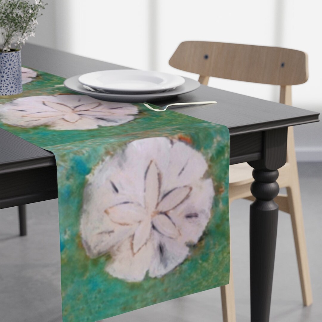 Sand Dollars Sea Shell Art Coastal Table Runner of My - Etsy
