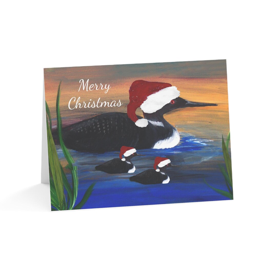 Santa Loon Lake Christmas Holiday Greeting Cards With Envelopes in 4 ...