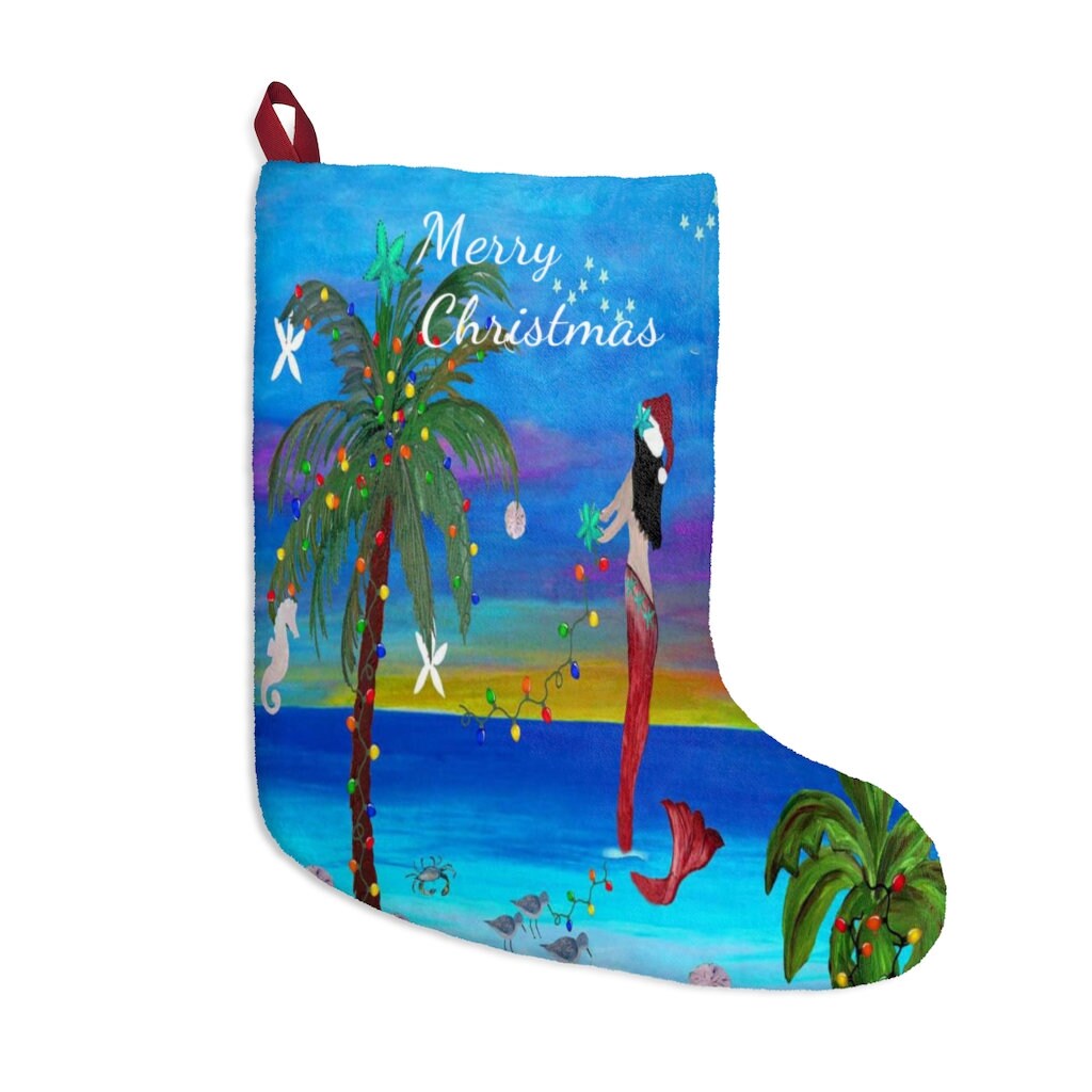 Santa Mermaid Trim a Tree Beach Home Holiday Lights Beach Christmas ...