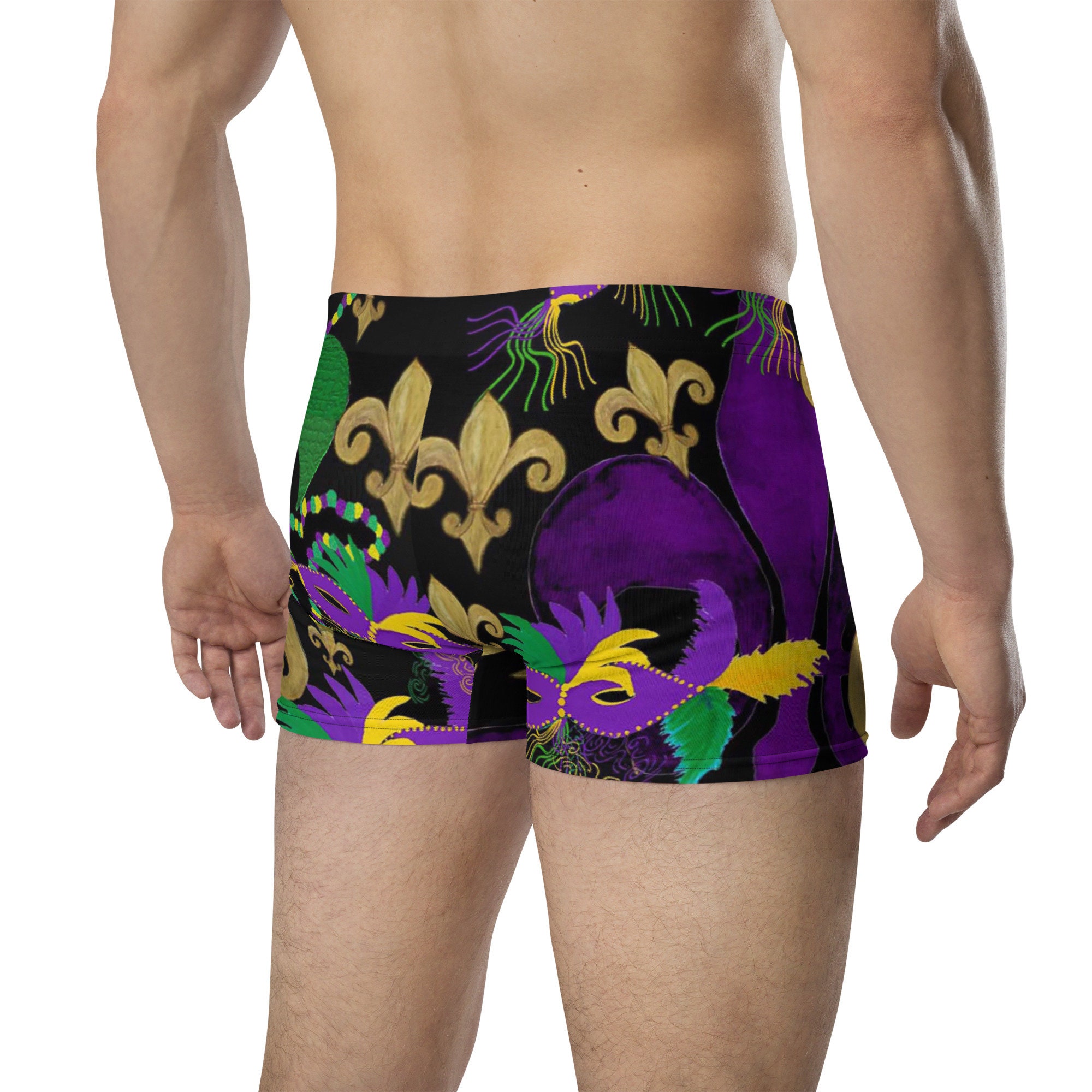 Mardi Gras Fleur De Lis and Masks Party Boxer Briefs - Etsy
