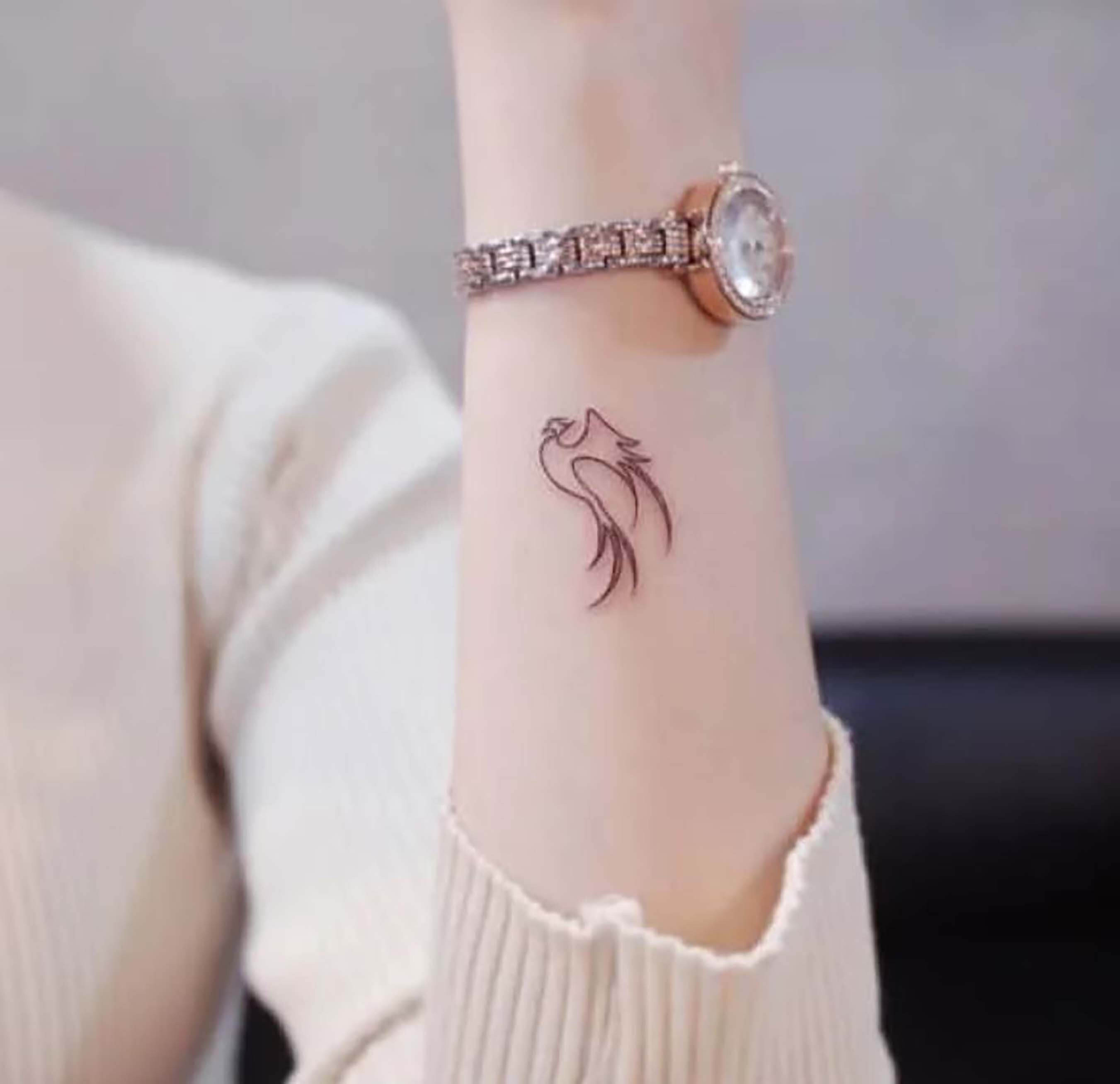 Minimalist Phoenix Temporary Tattoo Small Phoenix Decals for | Etsy