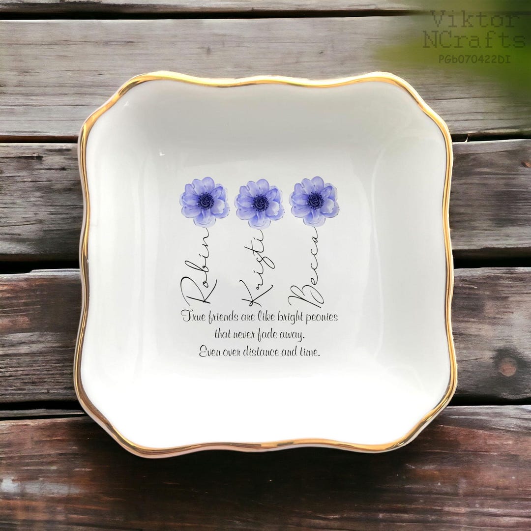 Personalized Peony Ring Dish-friendship Trinket Tray-friendship Ring ...