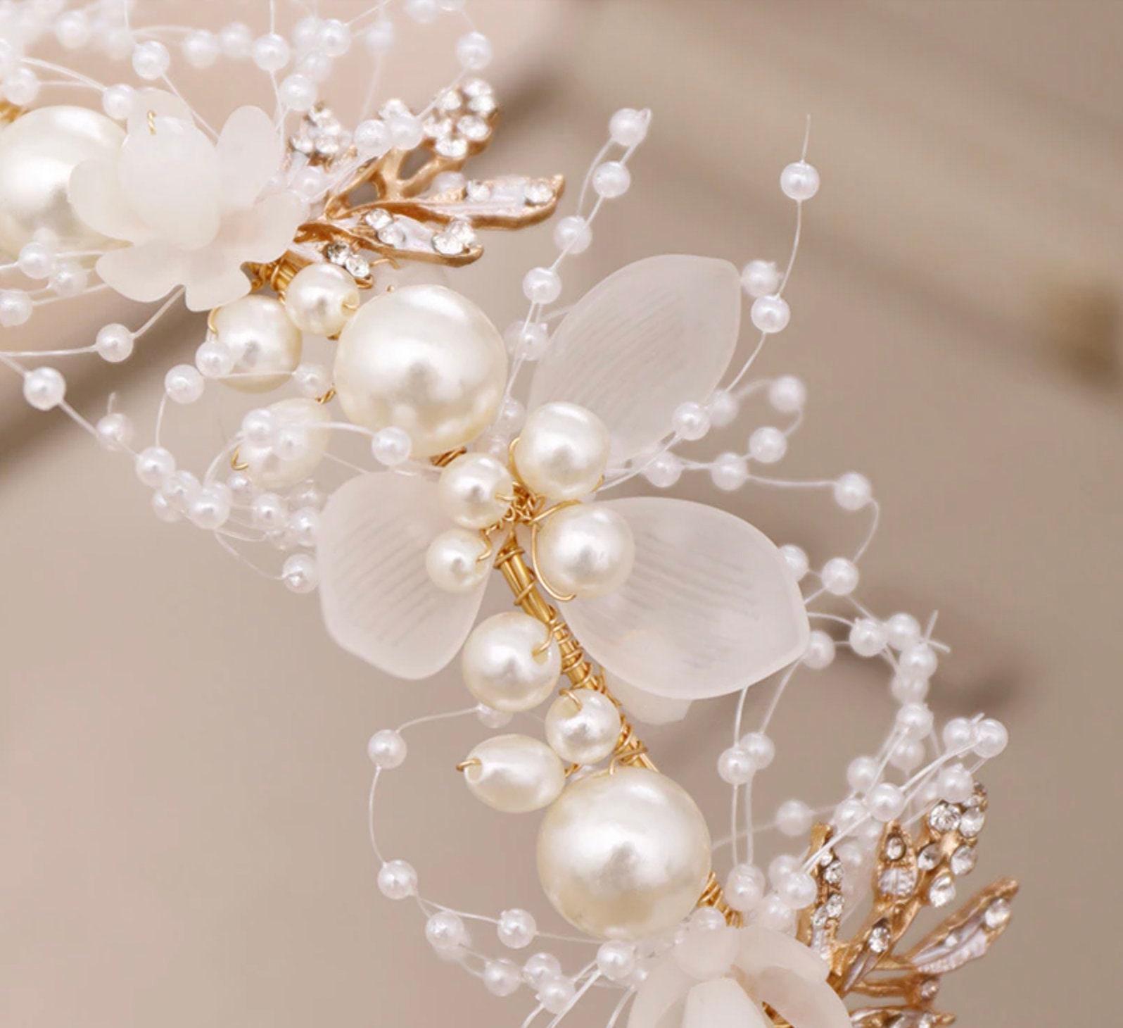 Luxurious Gold Pearl Hair Piece Handmade Tiara Bridal Hair | Etsy