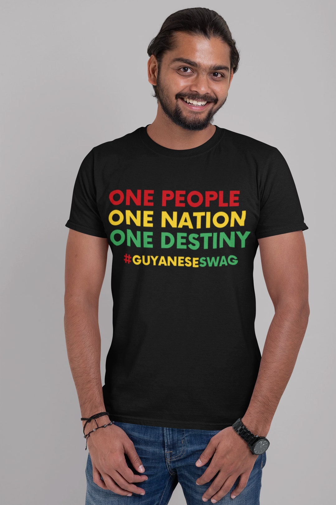 Guyanese Motto one People One Nation One Destiny Men's Black Tee - Etsy