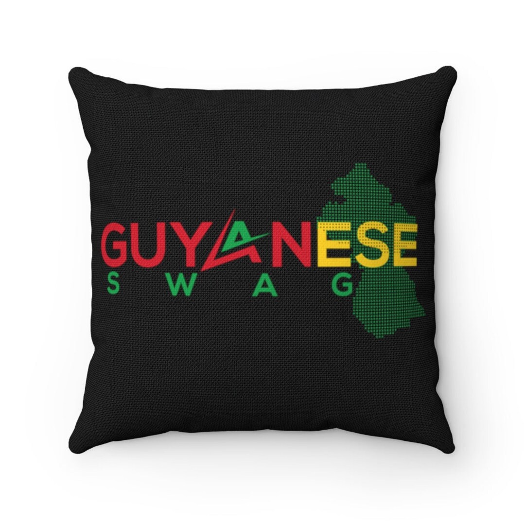 Official Guyanese Swag Guyana Map, Personalized Art Spun Pillow With ...