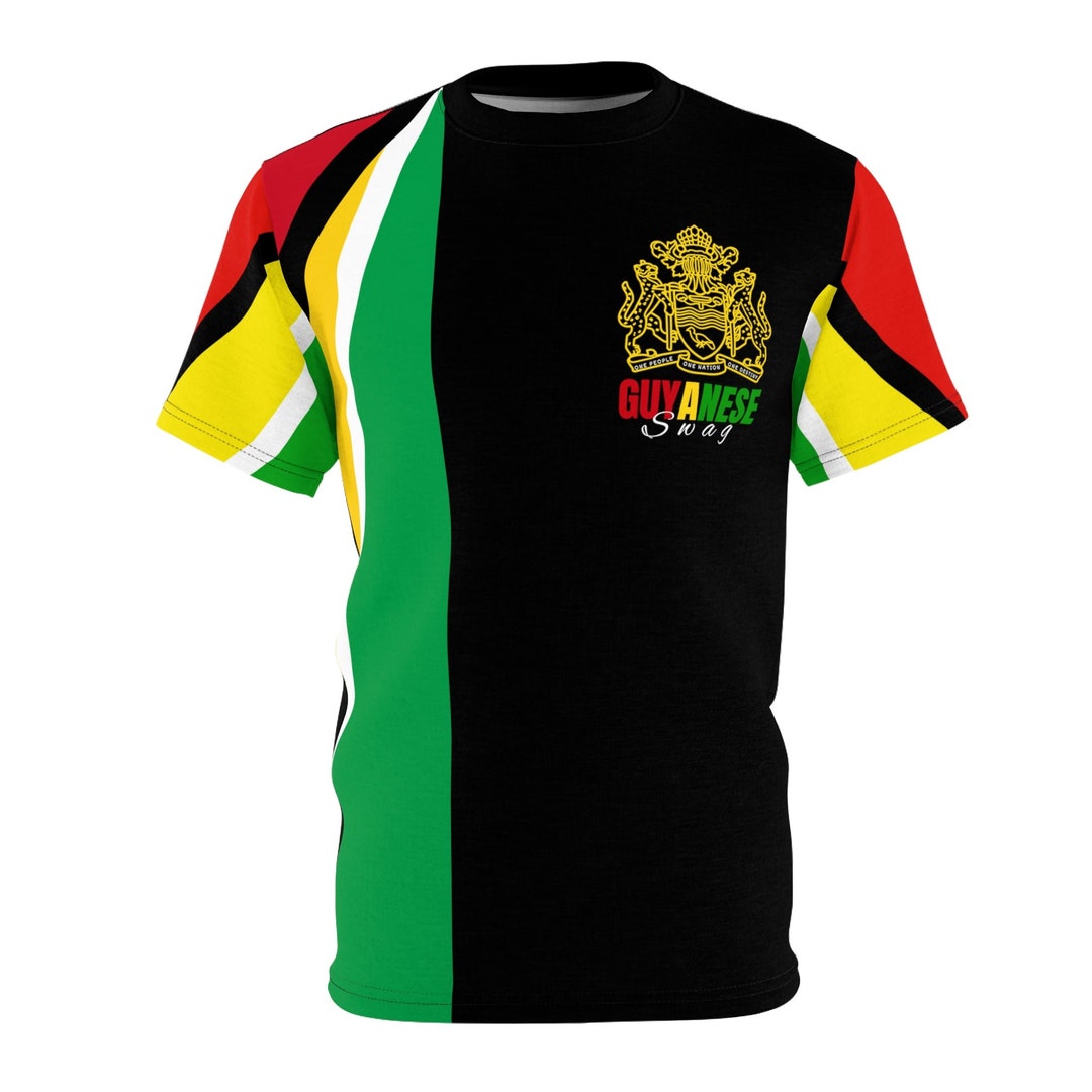 Guyanese Swag Guyana Flag Coat of Arms, Short Sleeve Front Printed Men ...