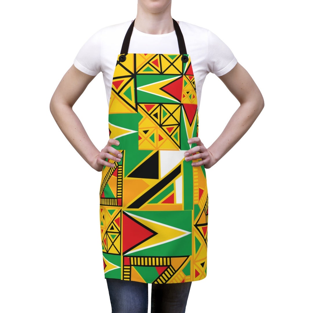 Guyanese Swag Guyana Map Tribal Print Apron, Personalized Apron, Unisex ...