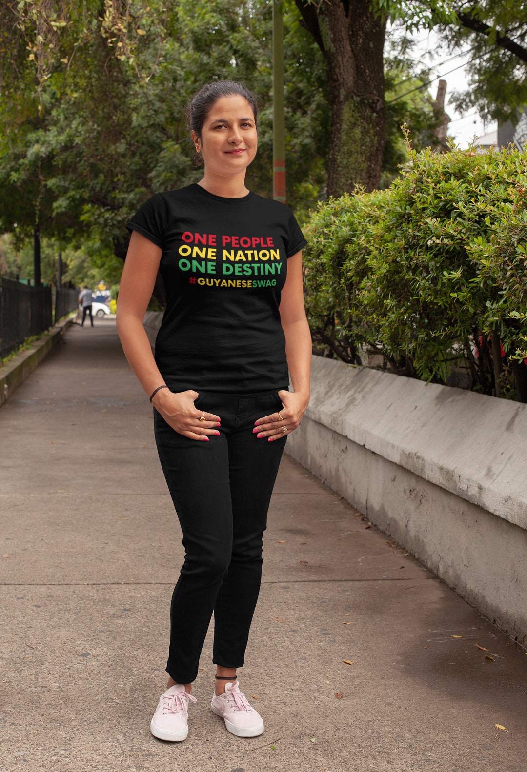 Guyanese Swag Motto one People One Nation One Destiny Women Tee Black ...