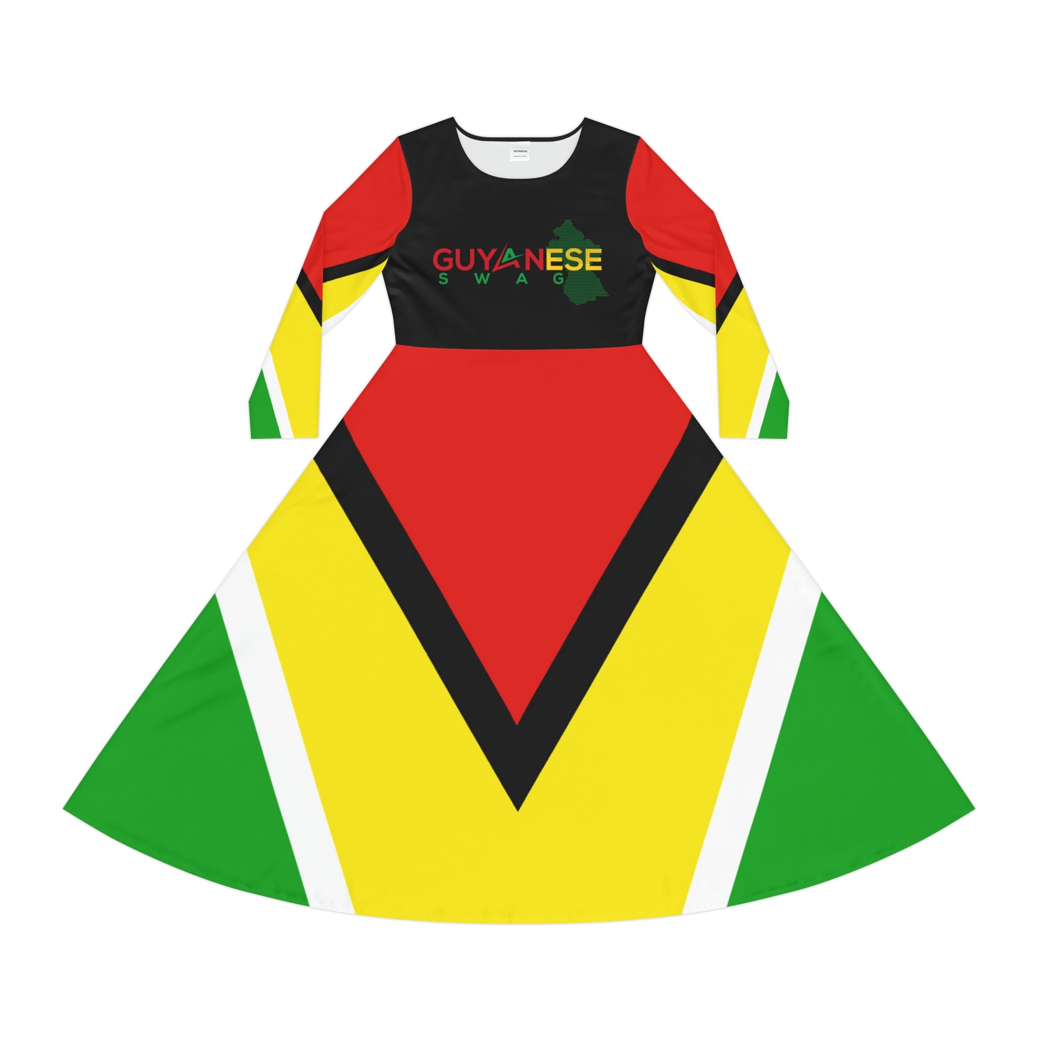 Guyana Flag Long Sleeve Dance Dress Stylish Comfort for Twirling in ...