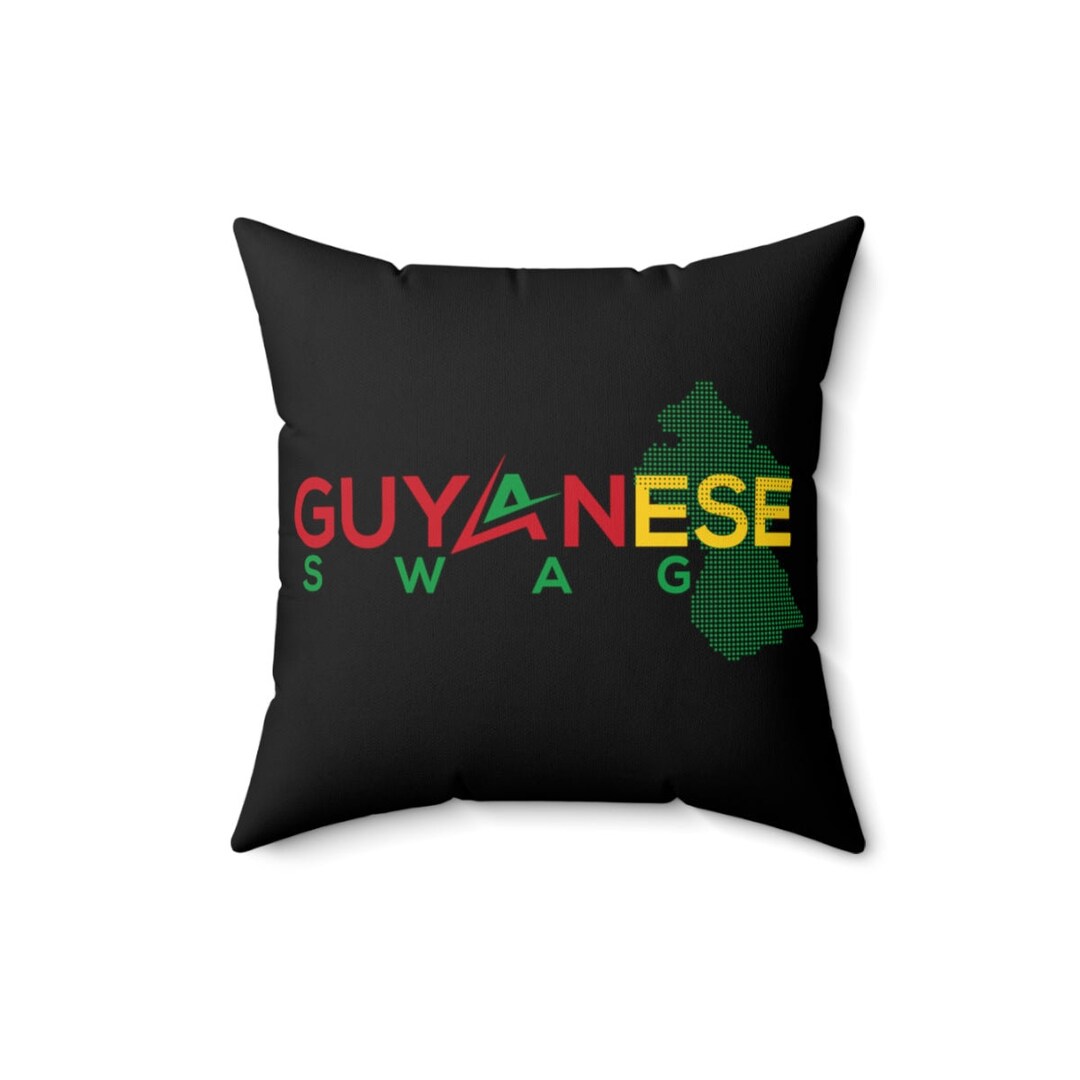 Official Guyanese Swag Guyana Map, Personalized Art Spun Pillow With ...