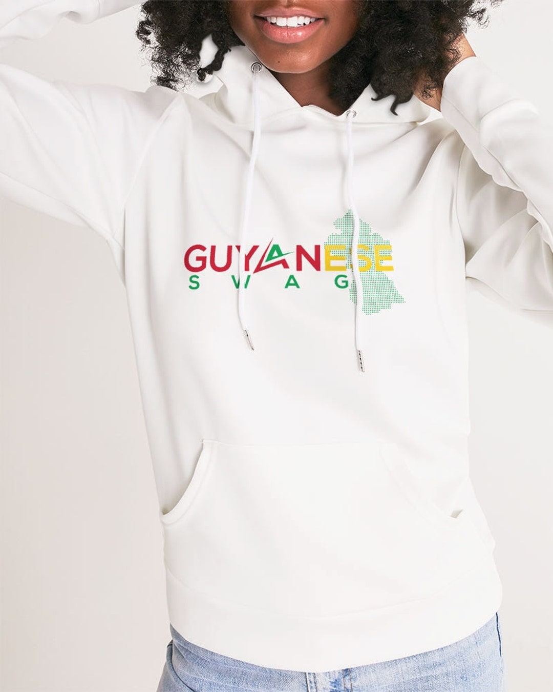 Guyanese Swag Guyana Map Women's Long Sleeve Hoodiesweatshirts ...