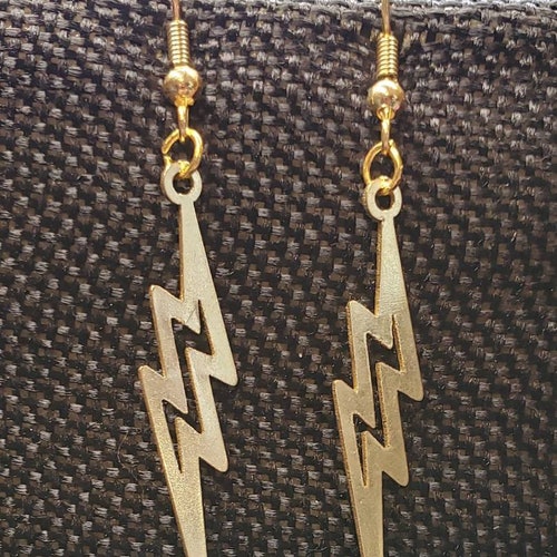 New Large Stainless Steel Lightning Bolt Earrings - Etsy