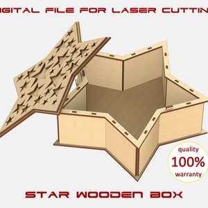 Wooden Star Box Laser Cut Dxf File, SVG CDR File Wooden Box for Gift ...