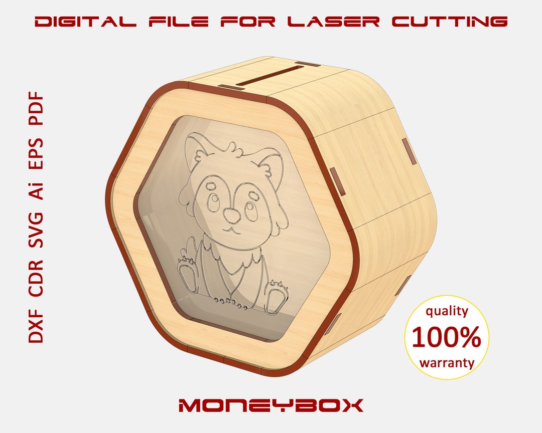 Wooden Money Box Laser Cut Dxf File, SVG CDR File Wooden Box for Gift ...