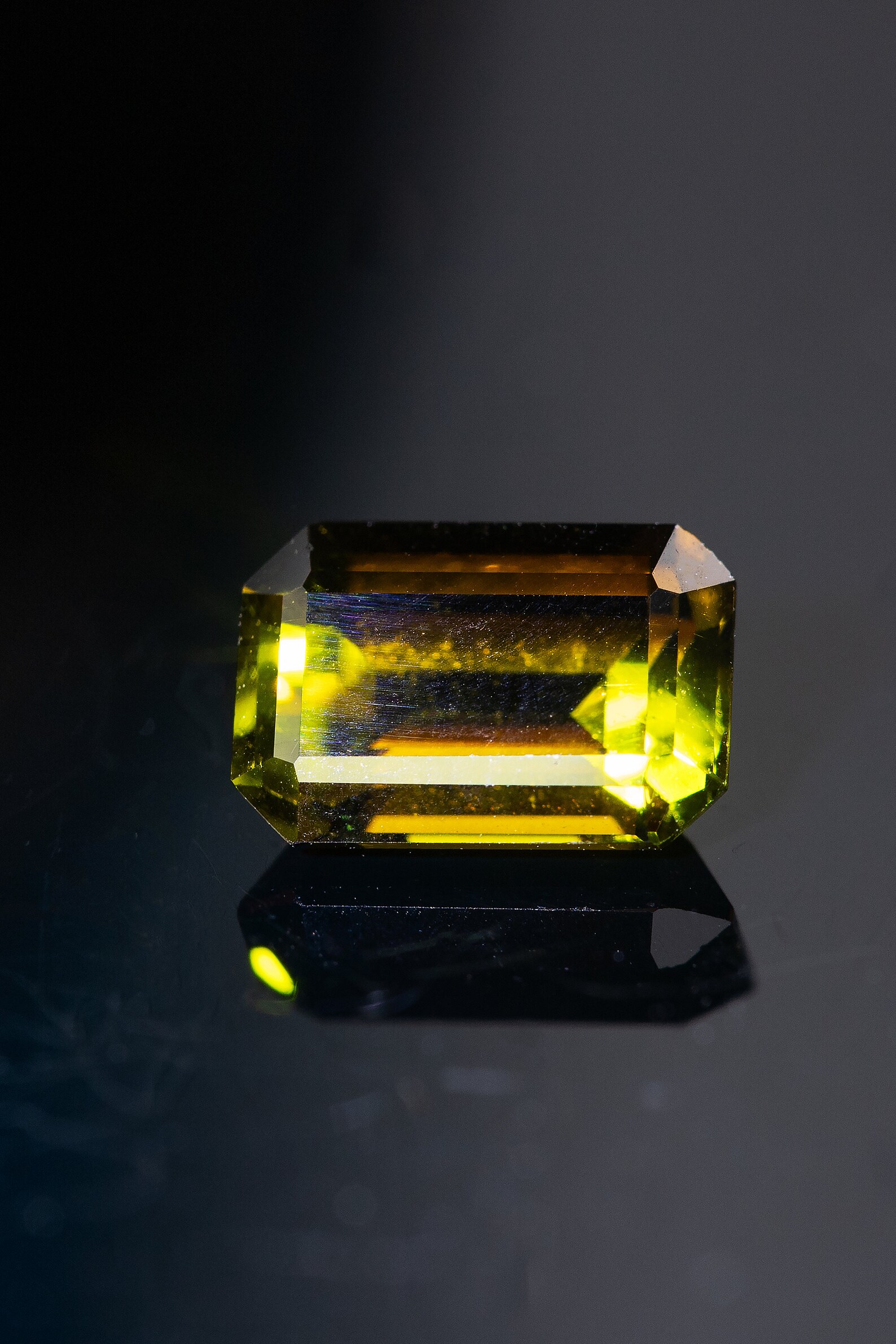 0.90ct Tri Color Tourmaline, Brown Yellow Green, Precision Emerald Cut ...