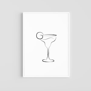 Margarita Cocktail Glass Line Art DIGITAL DOWNLOAD PRINT - Etsy