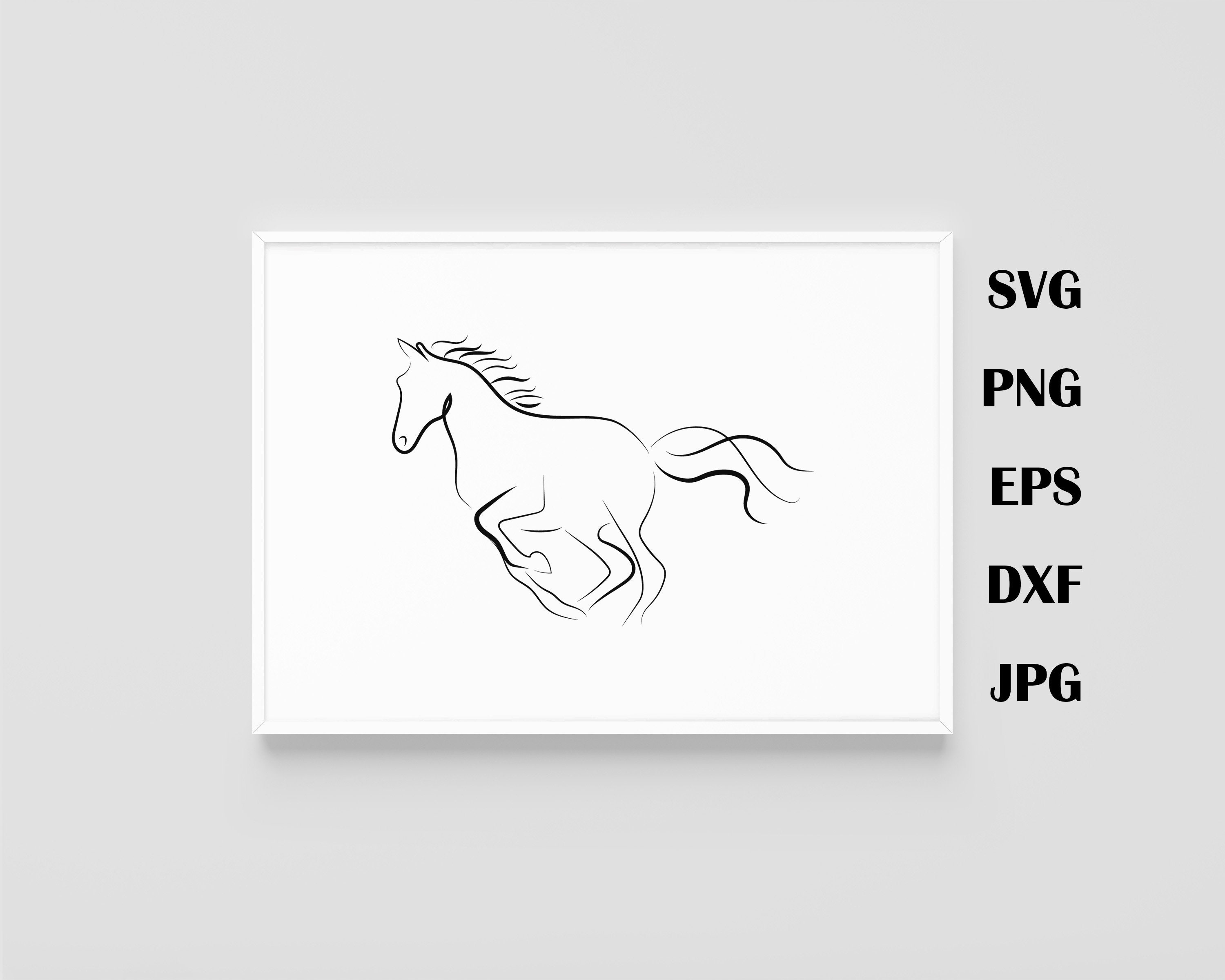 Horse Running DIGITAL Download Print Line Drawing Sketch Minimal ...