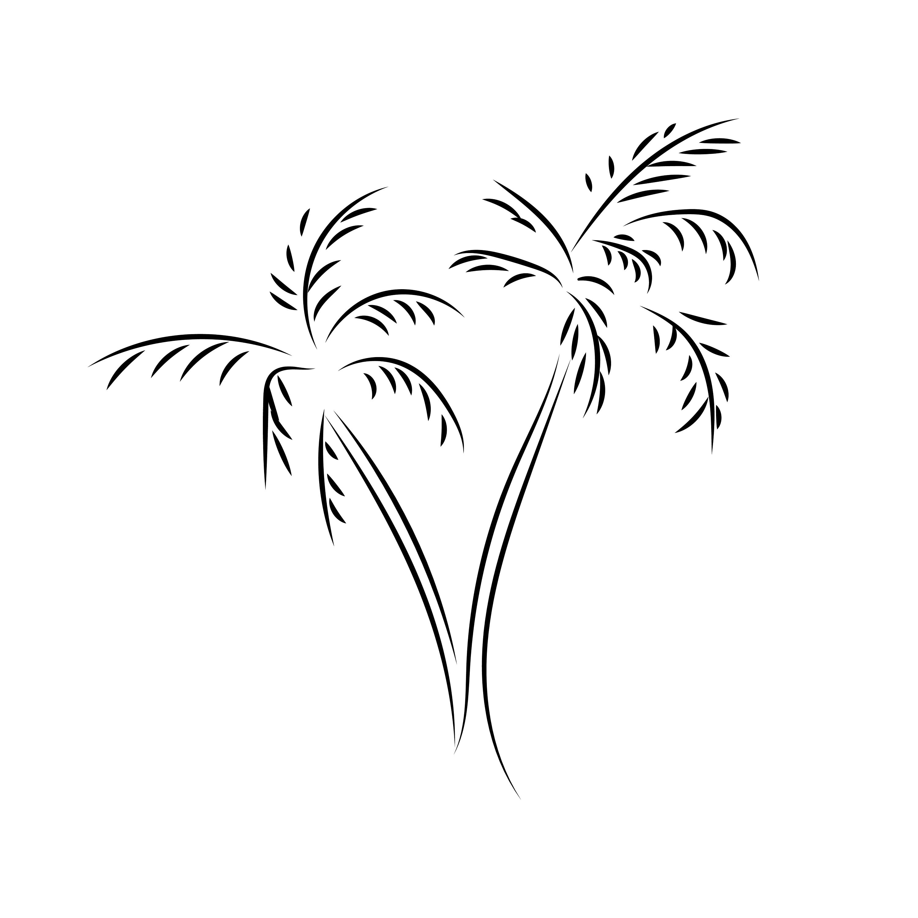 Palm Trees DIGITAL Download Print Line Drawing Sketch Minimal ...