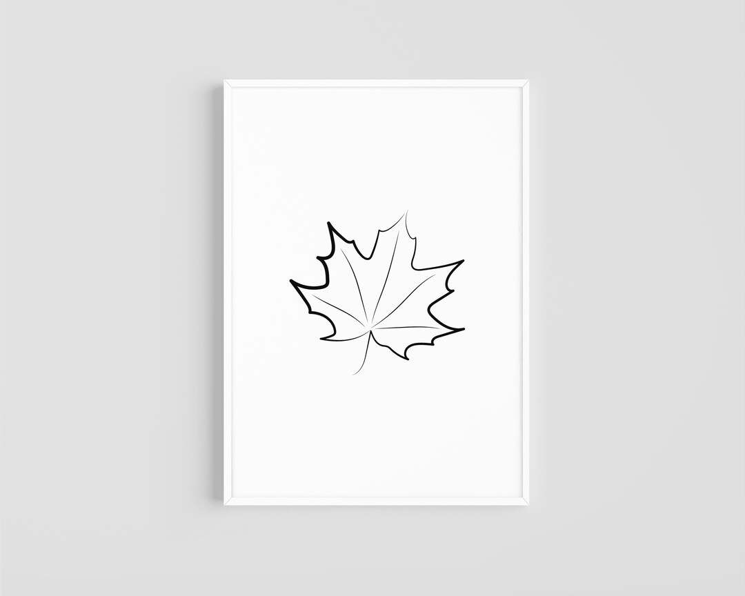 Maple Leaf DIGITAL Download Print Line Drawing Sketch Minimal - Etsy