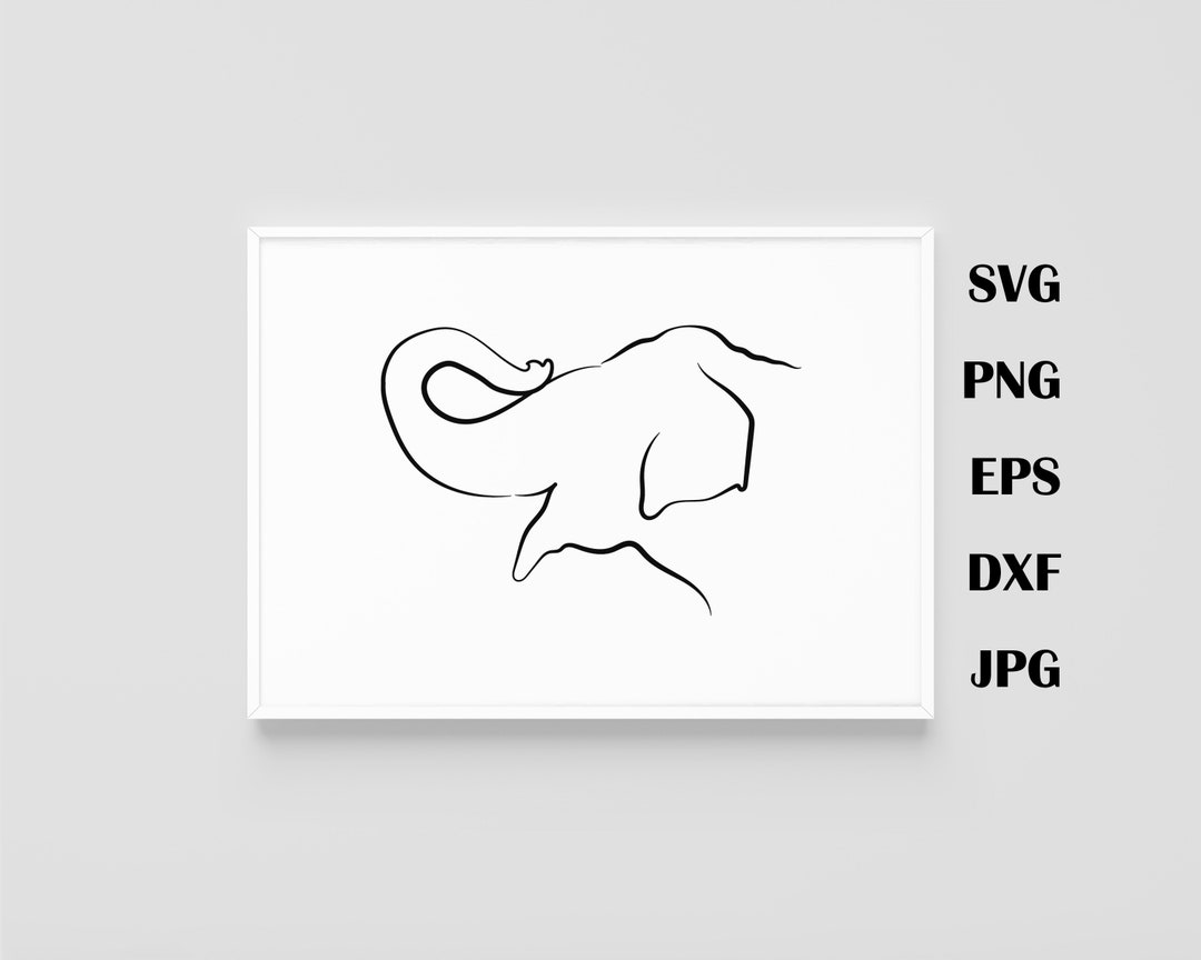 Elephant Head DIGITAL Download Print Line Drawing Sketch Minimal ...