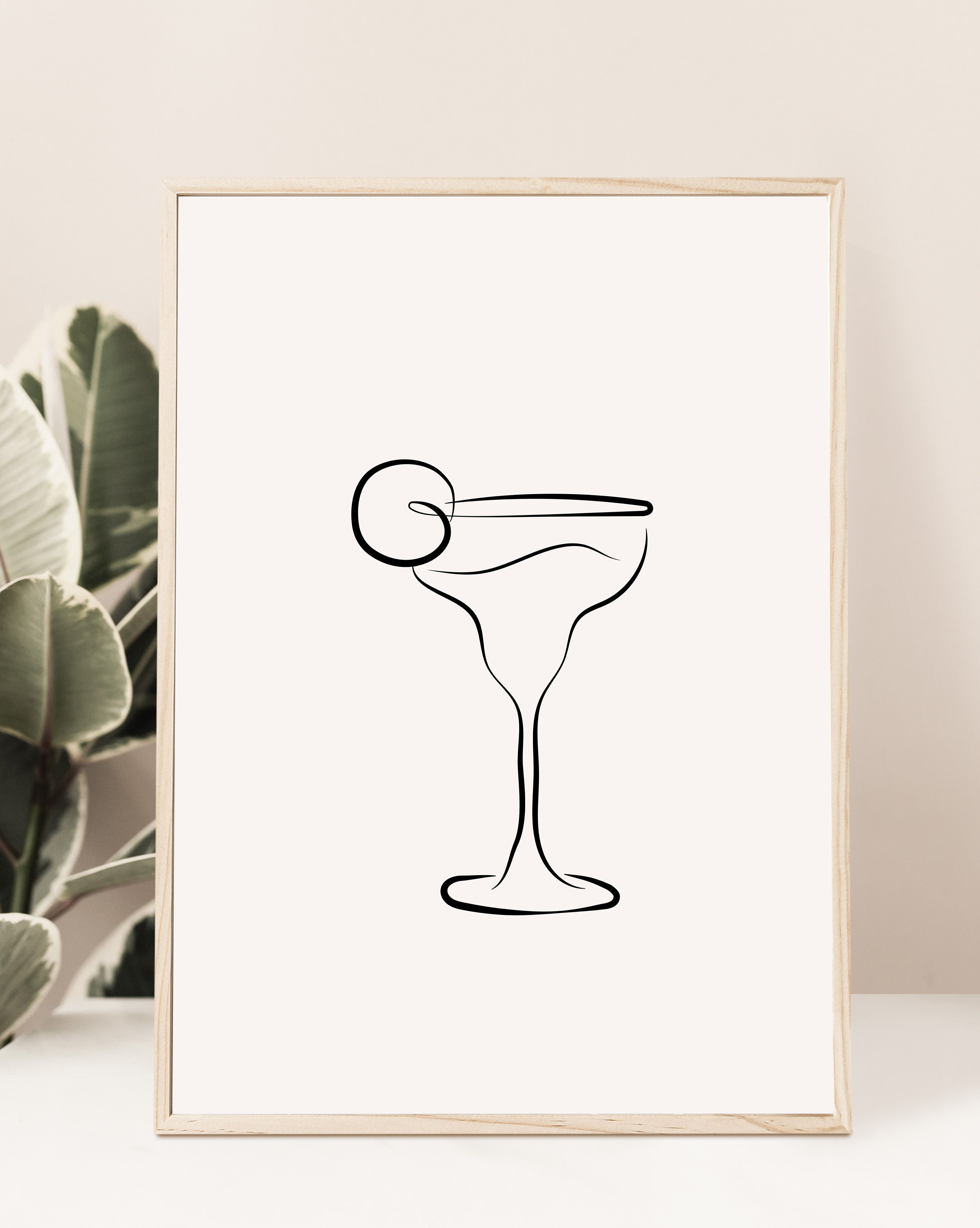 Margarita Cocktail Glass Line Art Digital Download Print Etsy