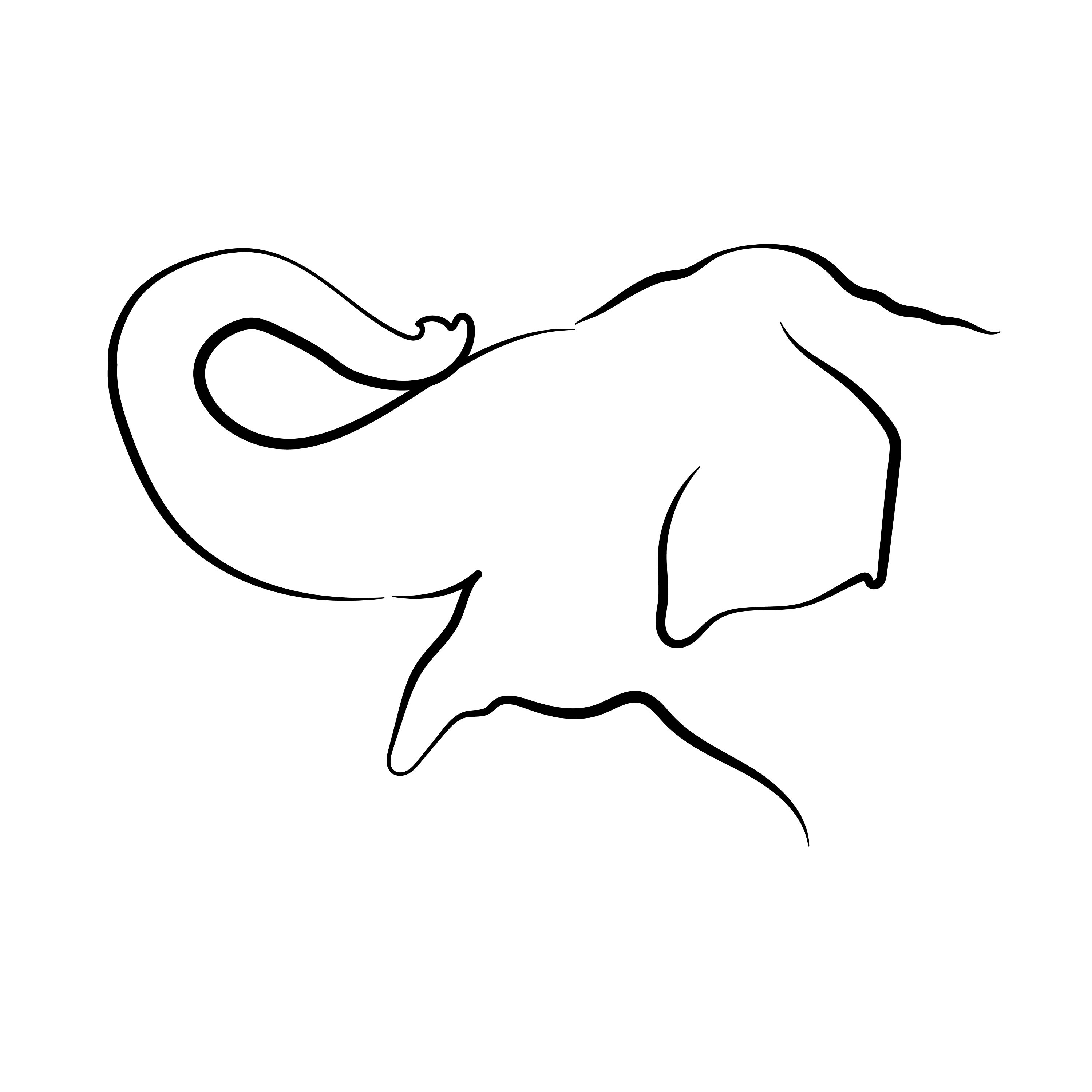 Elephant Head DIGITAL Download Print Line Drawing Sketch Minimal ...