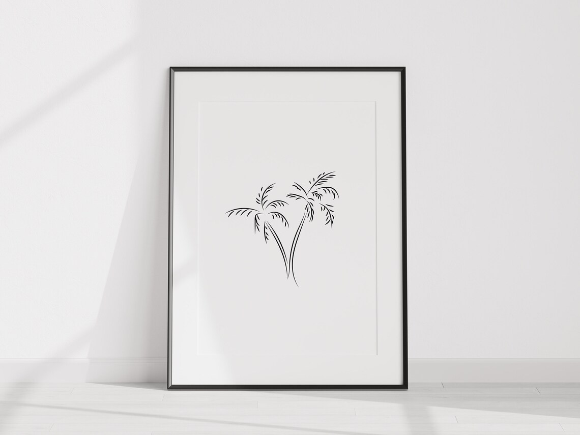Palm Trees DIGITAL Download Print Line Drawing Sketch Minimal | Etsy