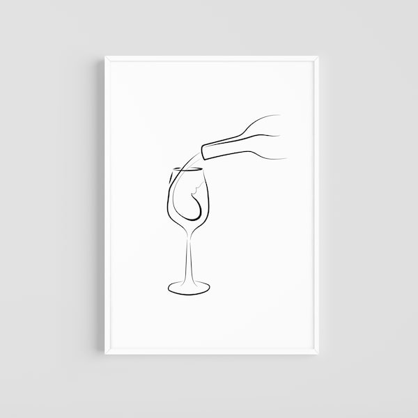 Wine Line Drawing - Etsy