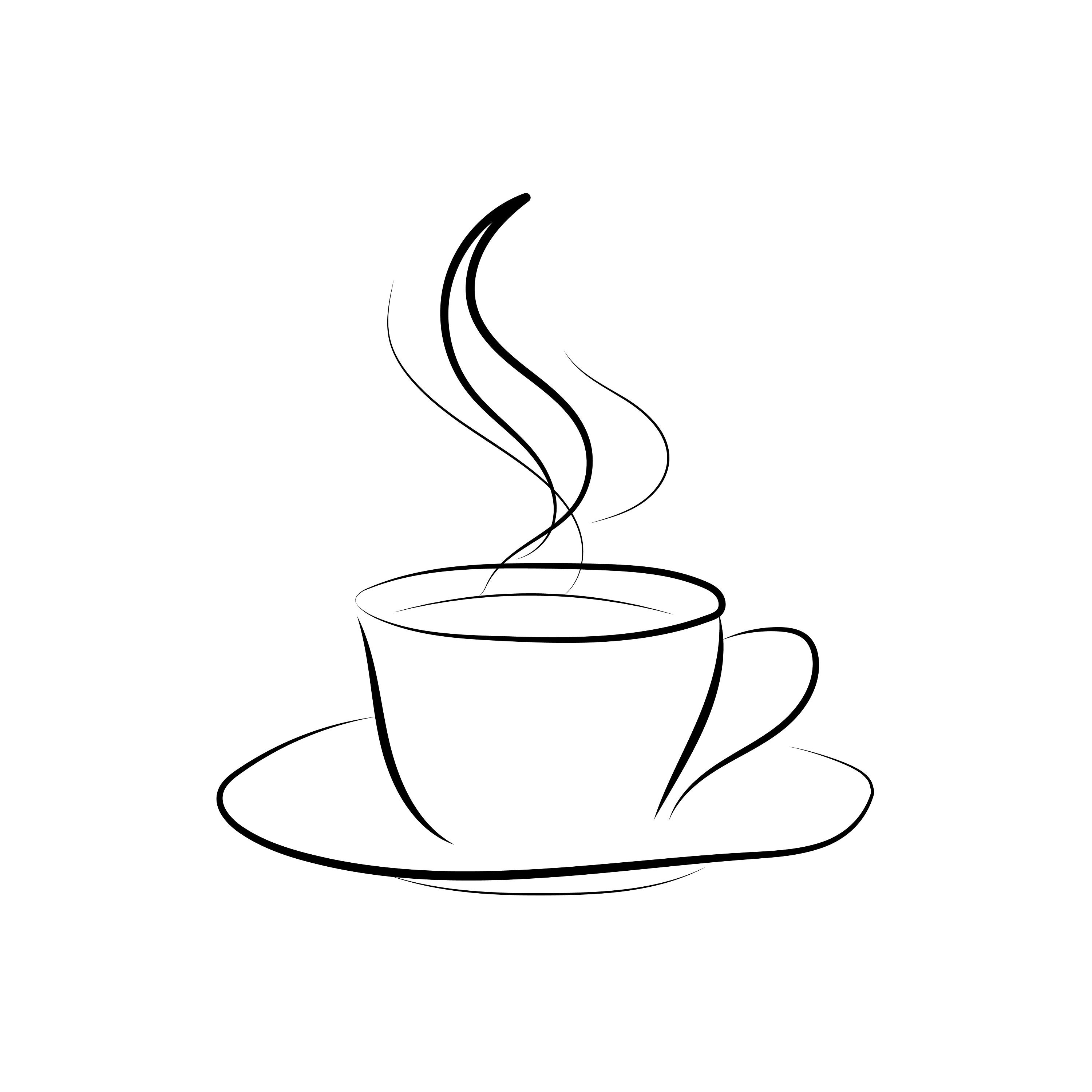 Teacup Coffee DIGITAL Download Print Line Drawing Sketch Minimal ...
