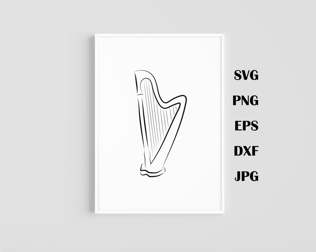 Harp Instrument DIGITAL Download Print Line Drawing Sketch Minimal ...