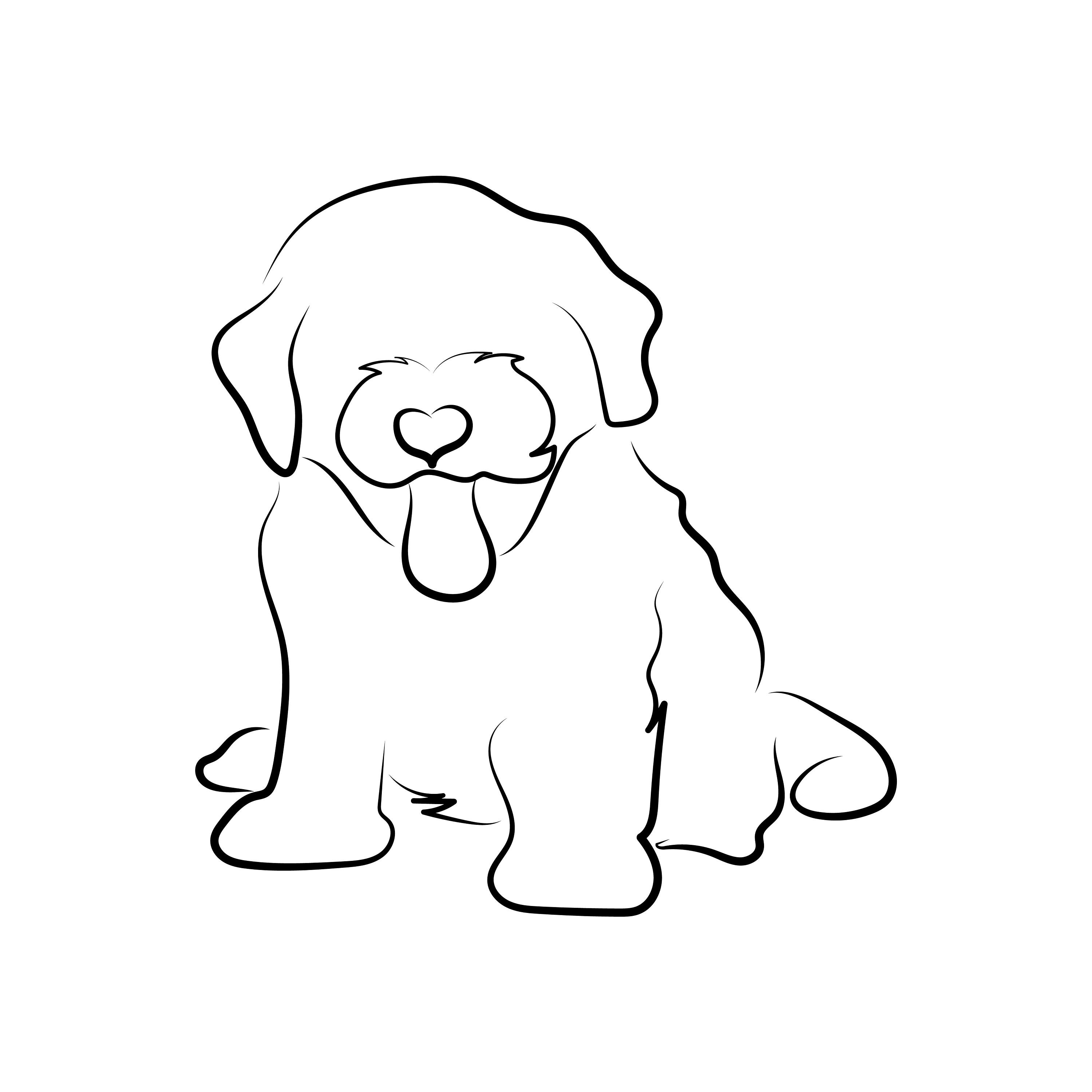 Cute Puppy Dog DIGITAL Download Print Line Drawing Sketch - Etsy