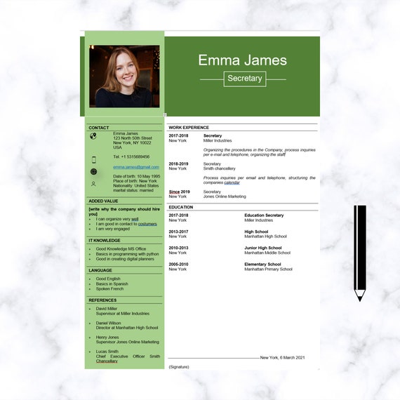 Creative Template for Microsoft Word green Theme | Etsy