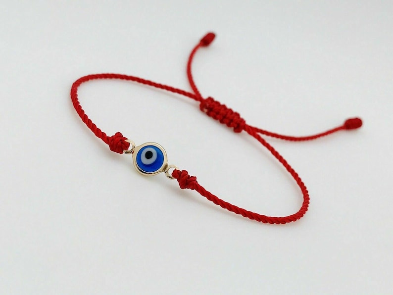 Pulsera Roja Con Ojo Azul Oro Laminado Red String Bracelet - Etsy