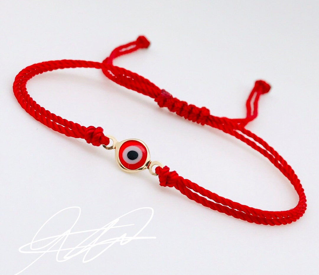 Pulsera Roja Adornada Con Un Ojo Turco Color Rojo Y Anudada Con Dos Hilos Es Ajustable - Etsy
