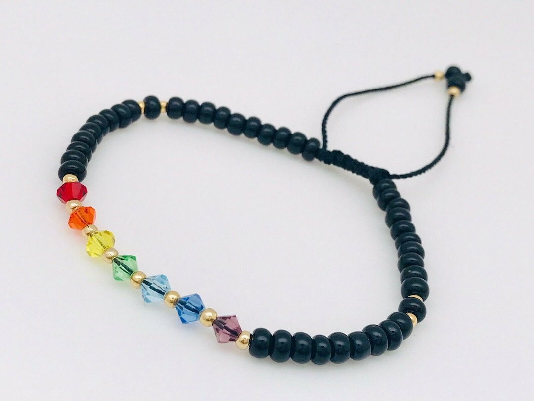 Pulsera Negra Con 7 Chakras Black String Seven Chakras Bracelet - Etsy