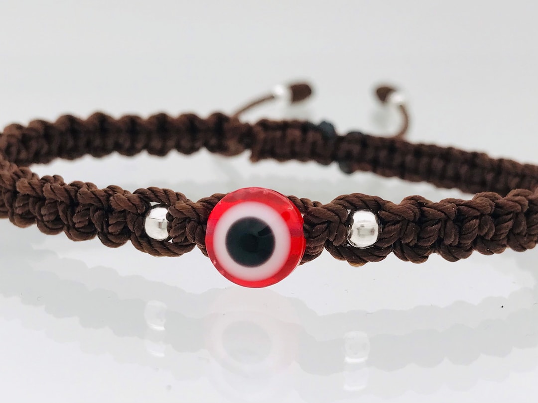Pulsera De Ojo Turco Tejida Con Hilo Café - Etsy